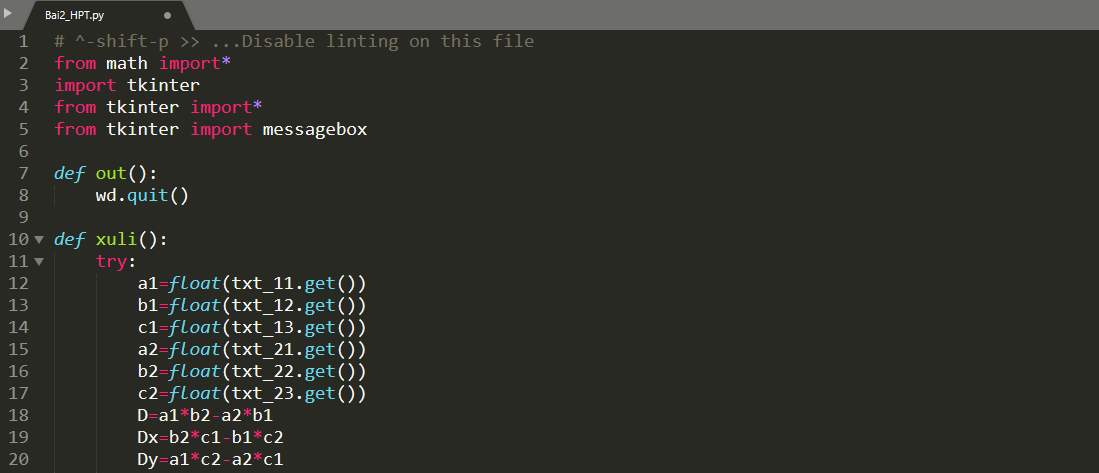 [Python-tkinter] GIẢI HỆ PHƯƠNG TRÌNH BẬC NHẤT HAI ẨN – ngoccse.edu.vn